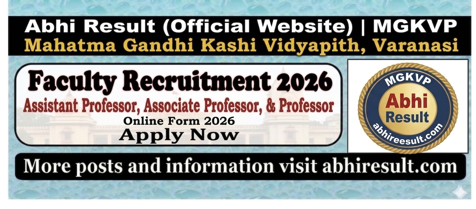 MGKVP Varanasi Assistant Prof, Associate Prof, Professor